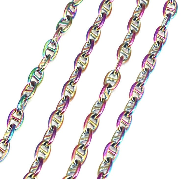 5 Meters 5 Styles Rainbow Color Plated Link Chain for Men - Etsy