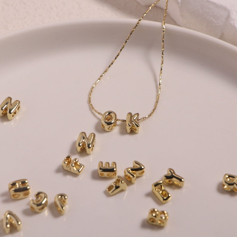 26pcs, 18K Gold Plated Cute Initial Letter Connector Spacers , Initial ...