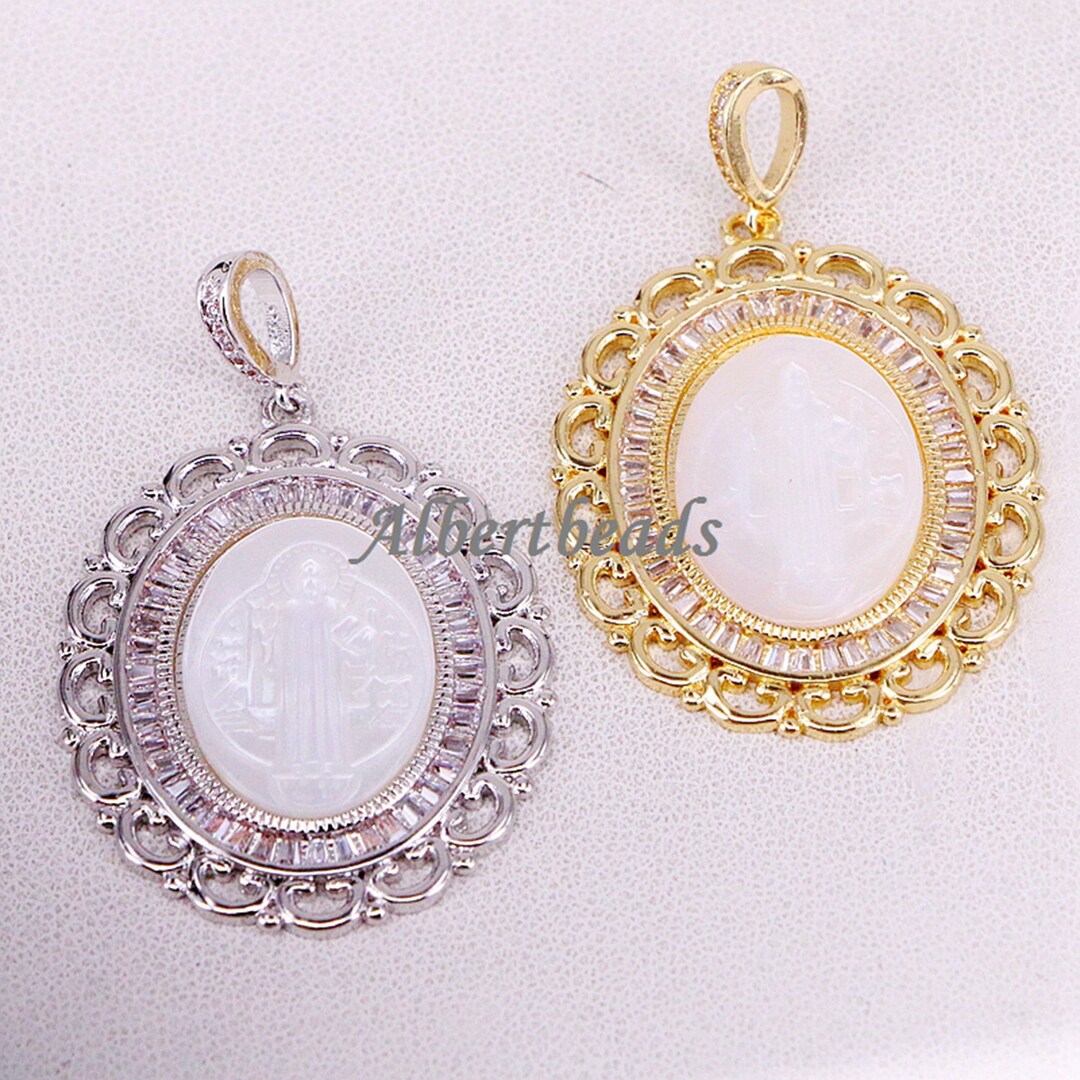 AZYZ321-8721 Mother of Pearl Virgin Mary Shell Pendant, Virgin Mary ...