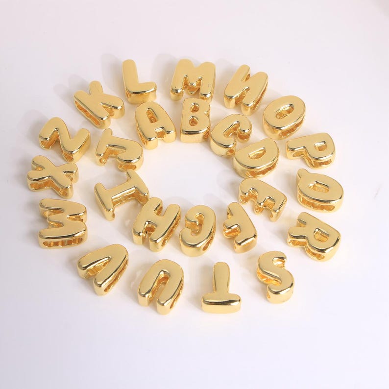 10-26pcs,gold Silver Color Letter Connector Bead, Balloon Alphabet ...