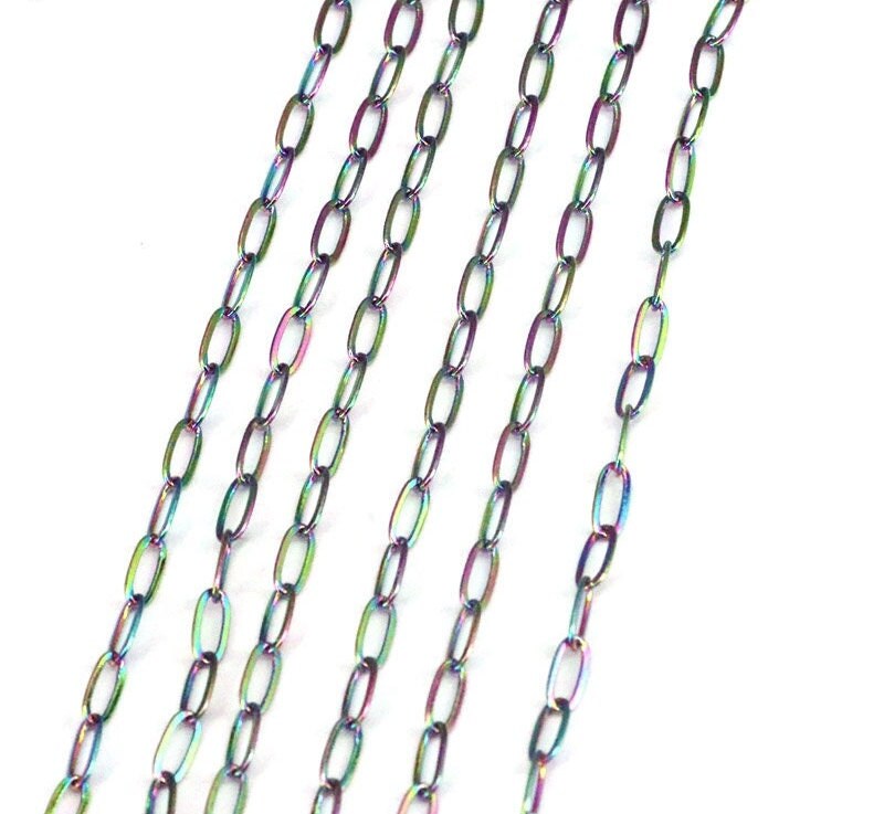 5 Meters 5 Styles Rainbow Color Plated Link Chain for Men - Etsy