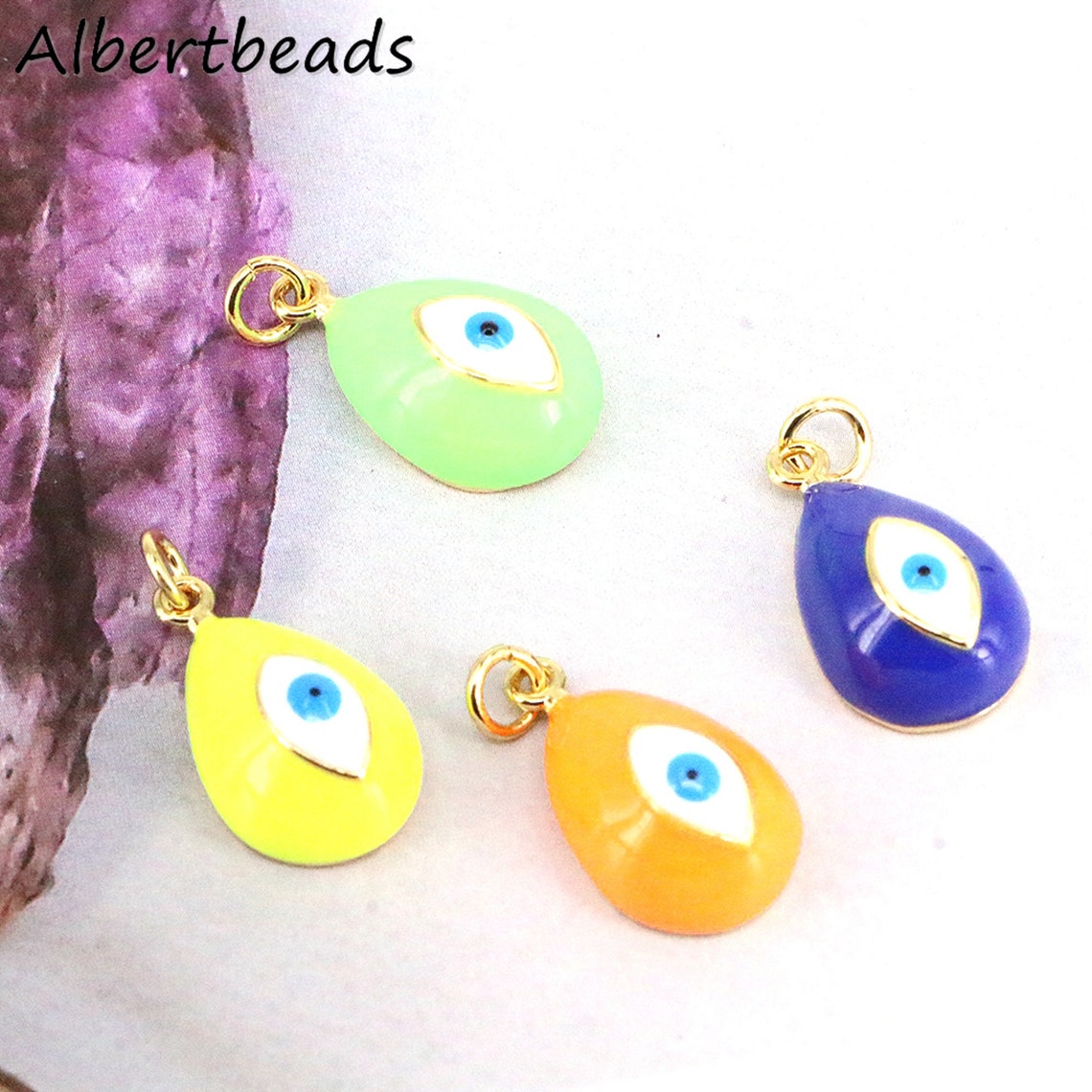 10PCS, Eye Charms Colorful Pendants, Enamel Evil Eye Pendant Charm, in ...