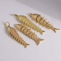 Filigree Articulated Fish Necklace Set With Earrings in Gold, Rhodium ...