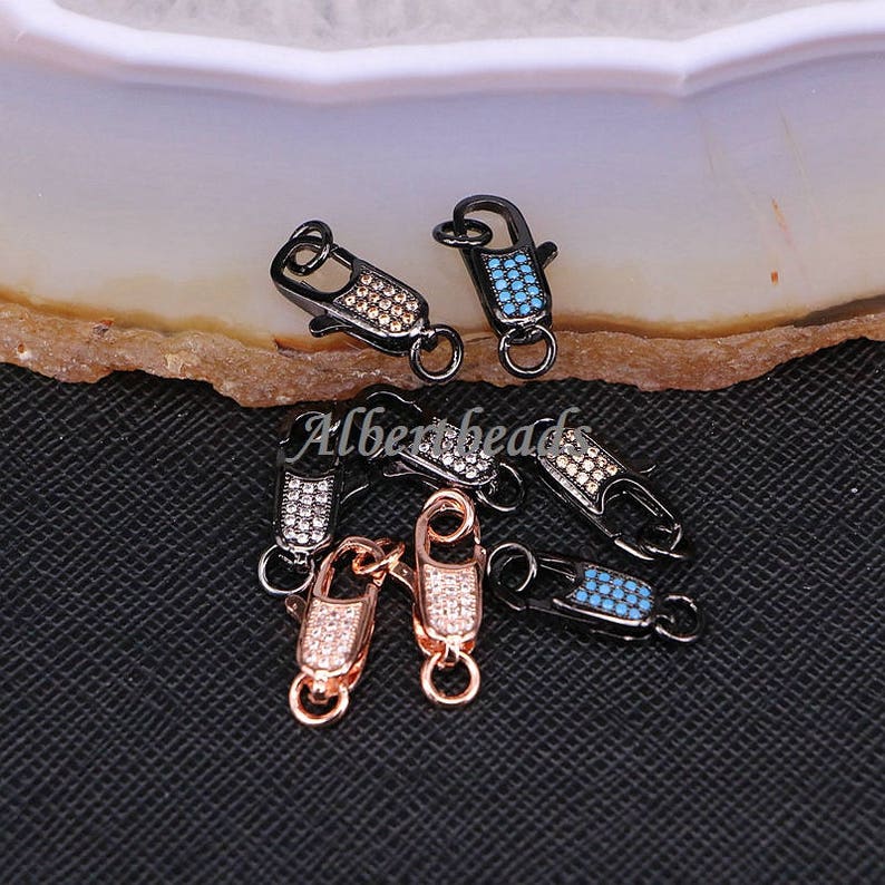 Metal Copper Clasps 5 16 Mm Paved CZ Lobster Clasp DIY - Etsy