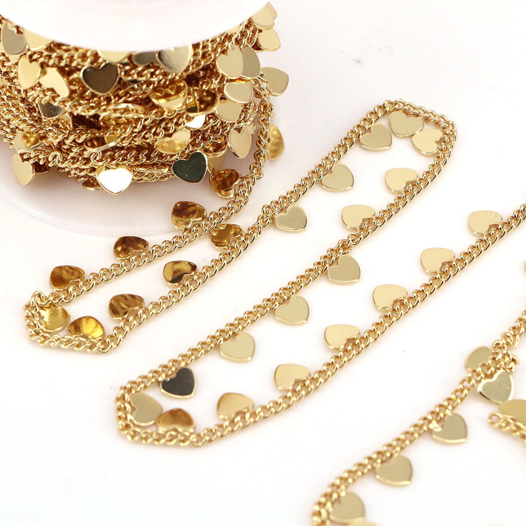3 Meters, Gold Color Heart Chain, Pentagram Chain, Welded Chain, Twist ...
