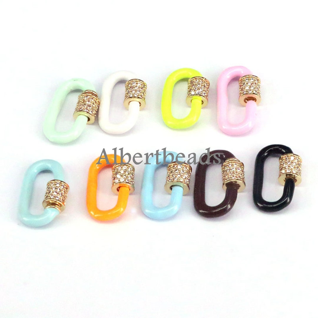 5PCS, Mini Oval Hoop Enamel Clasps Findings, Enamel Beaded Charms ...