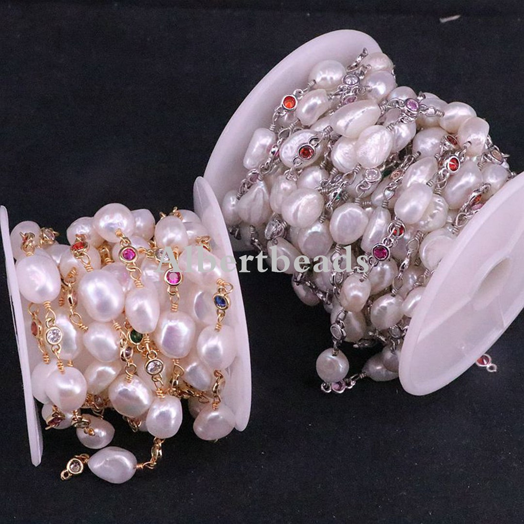 Natural Pearl Chains for Jewelry Making, Irregular Pearl Beads Links ...