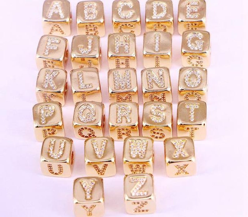 10PCS 6MM/9MM Micro Pave CZ Cute Square Letter Spacer - Etsy