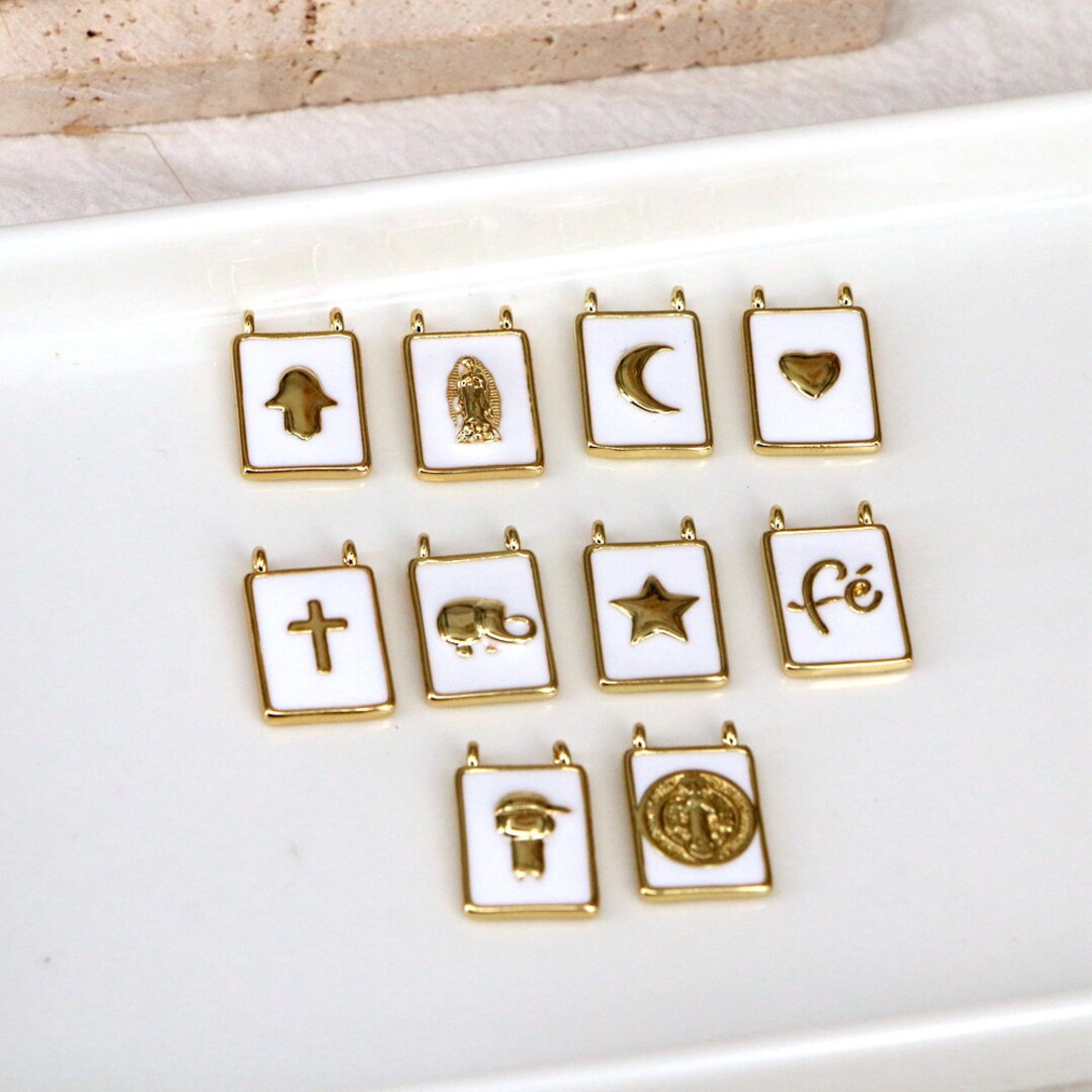 10PCS, Enamel Cross Pendant, Jesus Mary Religious Pendant, Rectangular ...