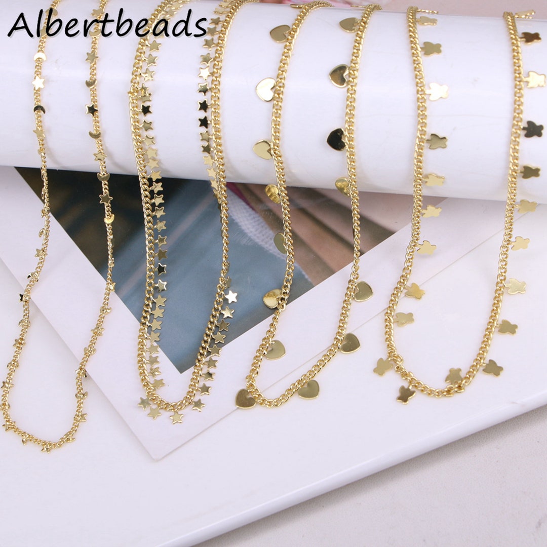10PCS, Gold Color Heart Star Butterfly Shape Link Chain Necklace for ...