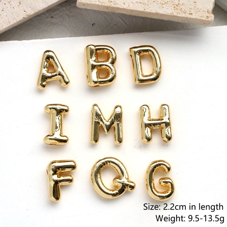 5/10/26pcs, Delicate Fat 26 Gold Color Balloon Letter Pendant for Women ...