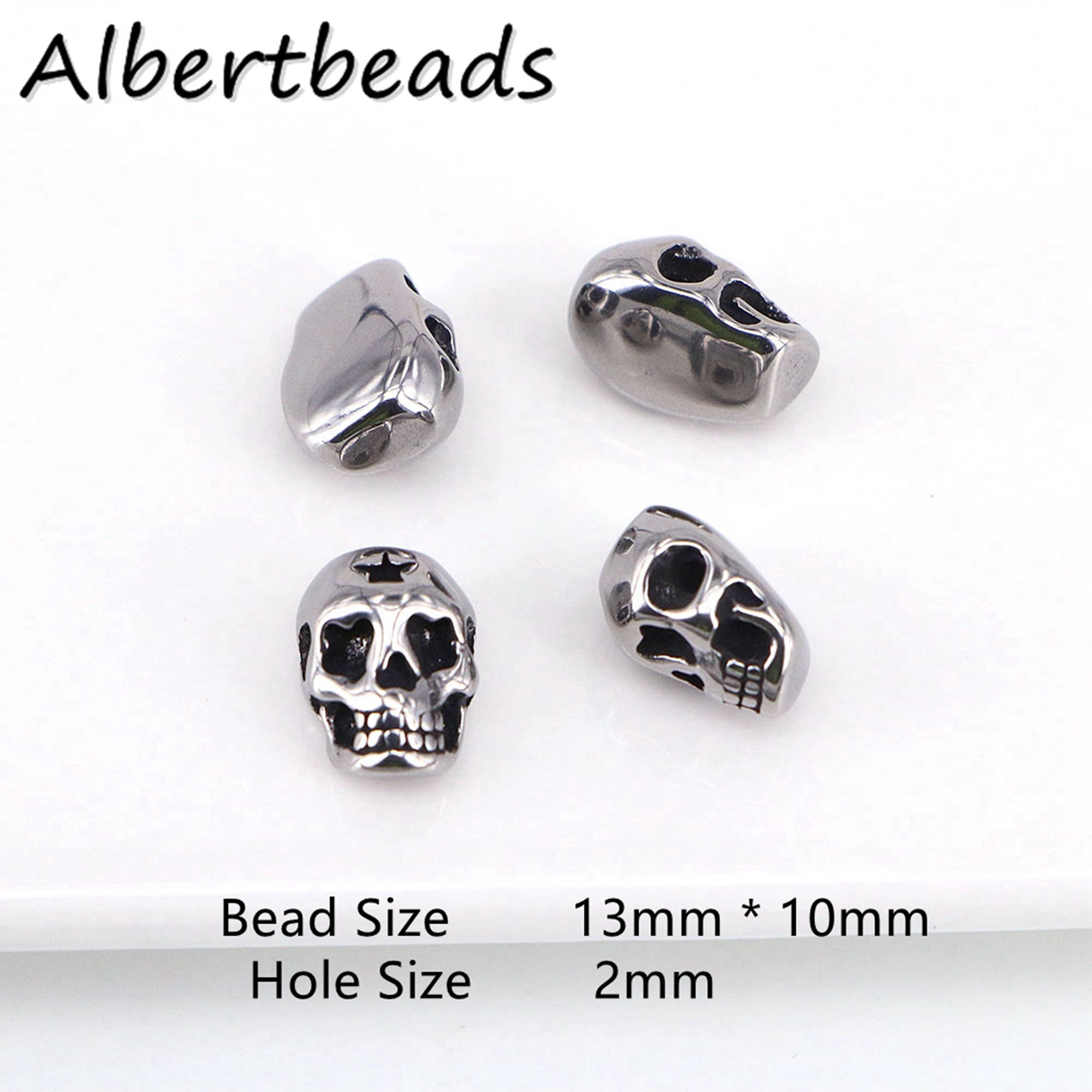 50PCS, Skull Bead Stainless , Skull Head Beads, Stainless Steel Beads ...