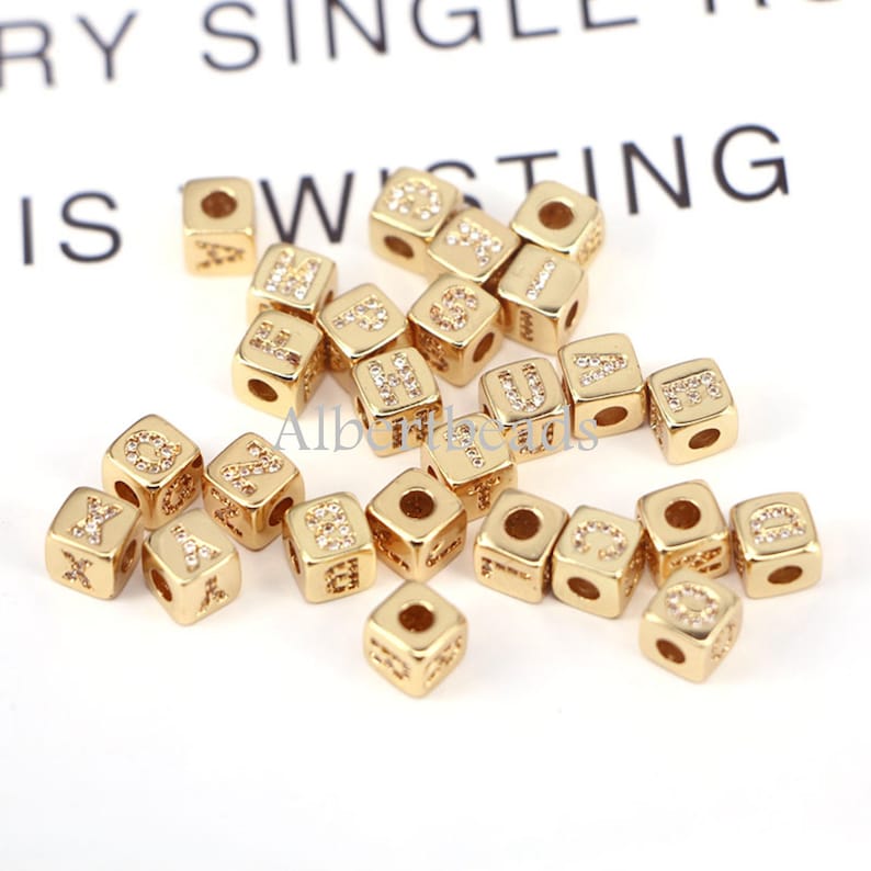 10PCS 6MM/9MM Micro Pave CZ Cute Square Letter Spacer - Etsy