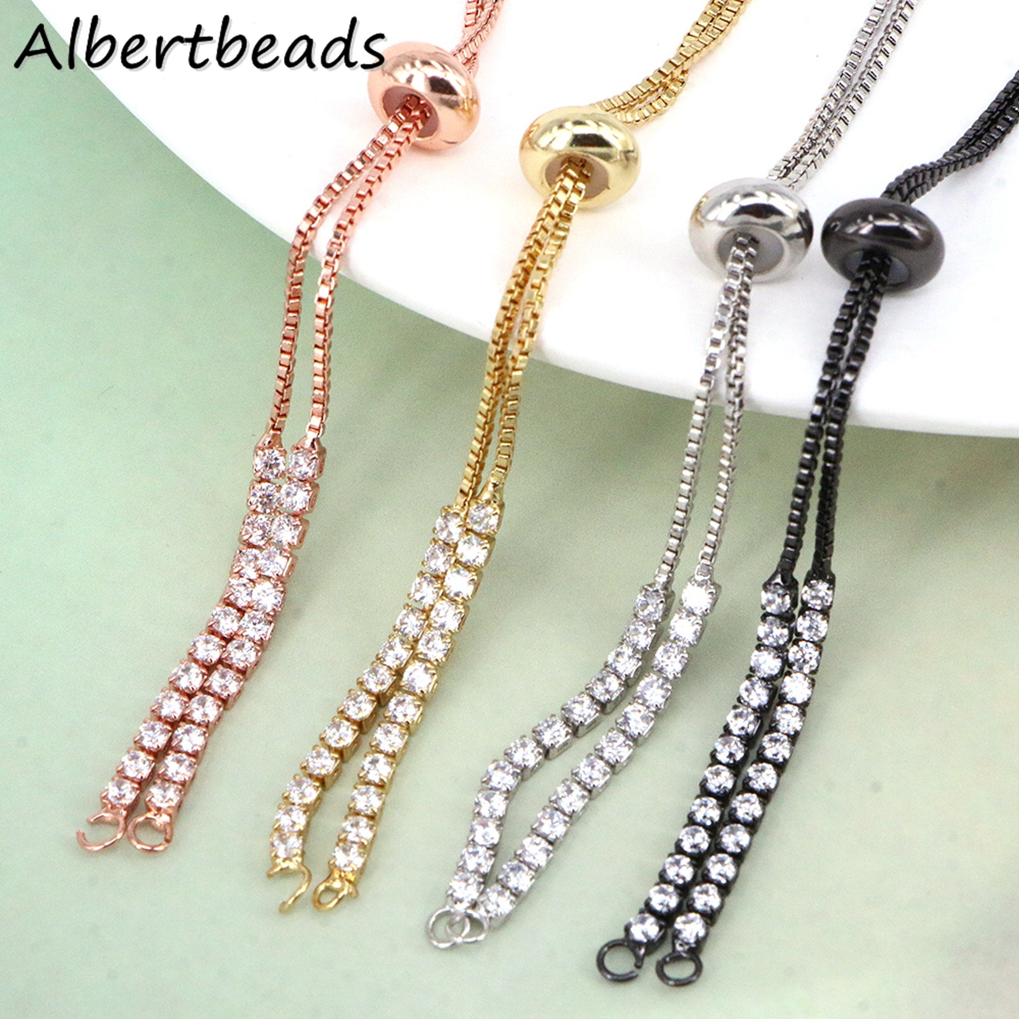 20PCS, Half Finished Slide Chain Bracelet, Sliding Adjustable Bracelet ...