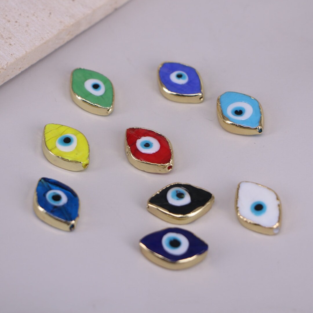 10PCS, Oval Lampwork Evil Eye Beads, Glass Oval Beads for Jewelry ...