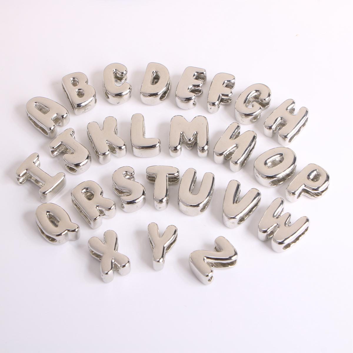 10-26pcs,gold Silver Color Letter Connector Bead, Balloon Alphabet ...