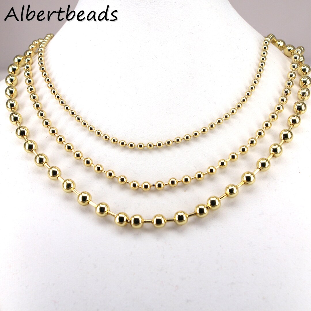 20PCS, Gold Plated 3/4/6mm Beads Necklace Collar Simple Small Round ...