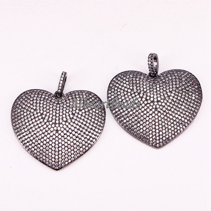 AZYZ300-4100 Micro Pave Full CZ Stone Lovely Heart Necklace Pendants ...