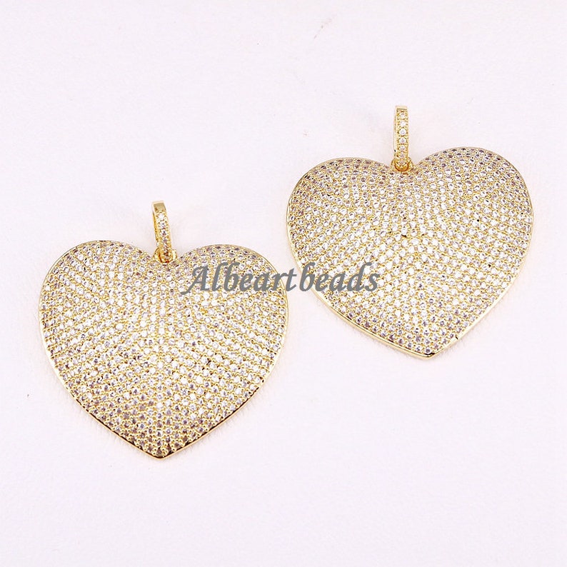 AZYZ300-4100 Micro Pave Full CZ Stone Lovely Heart Necklace Pendants ...
