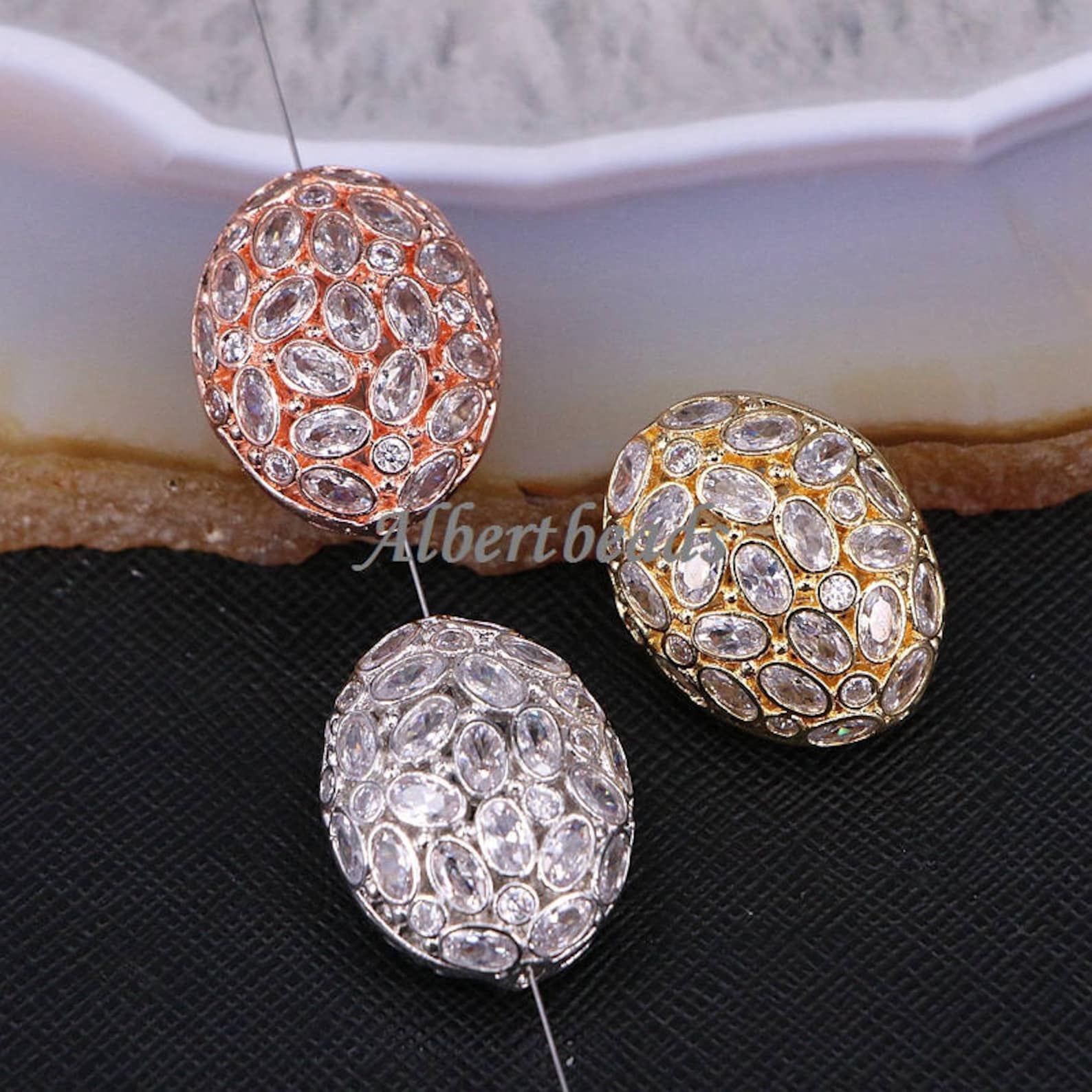 A183-9817 Micro Pave CZ Oval Shape Beads for Bracelet Necklace - Etsy