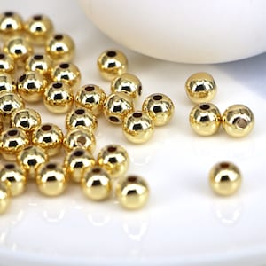200-500pcs, 5MM 6MM 8MM Gold Color Round Ball Spacer Loose Copper Beads ...