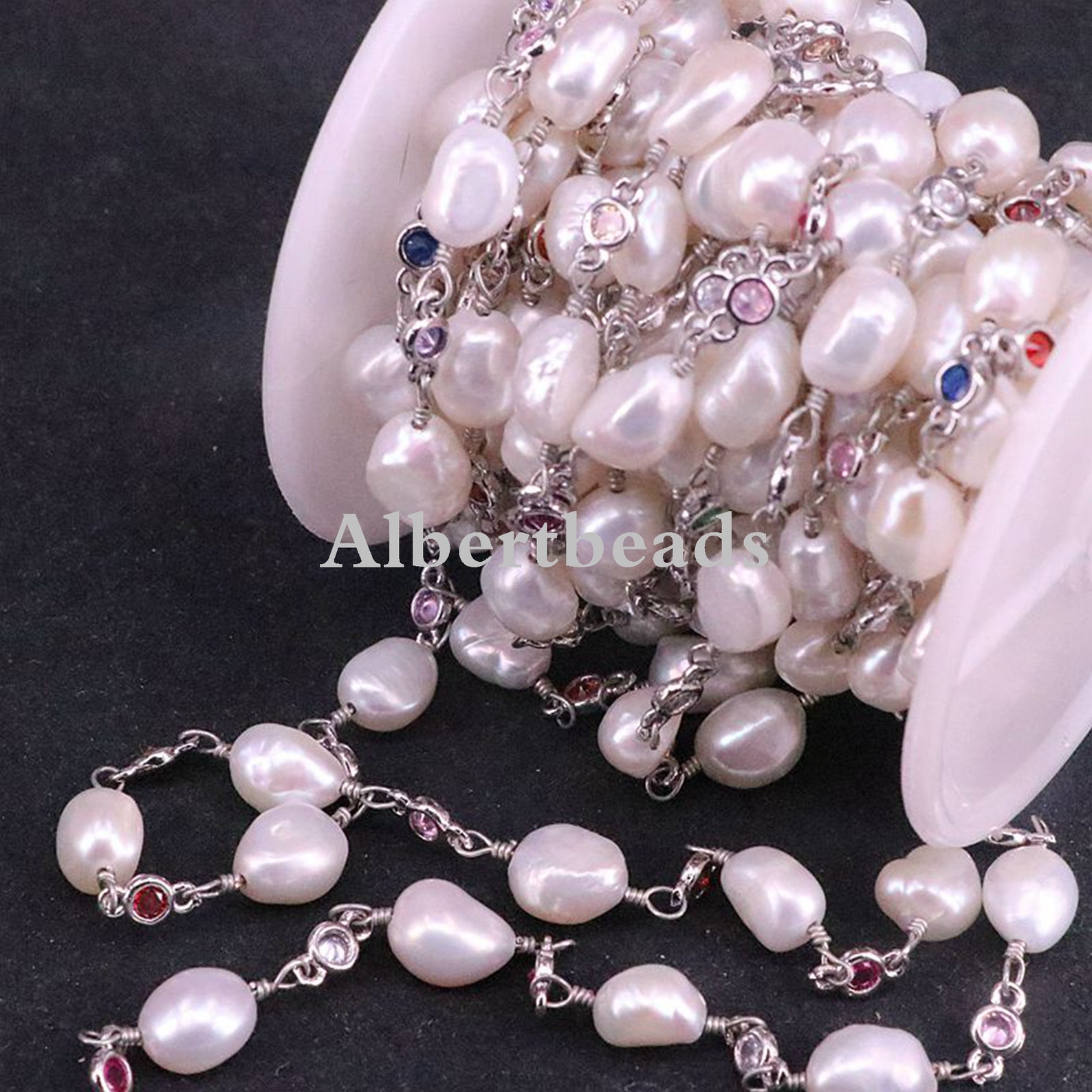 Natural Pearl Chains for Jewelry Making, Irregular Pearl Beads Links ...