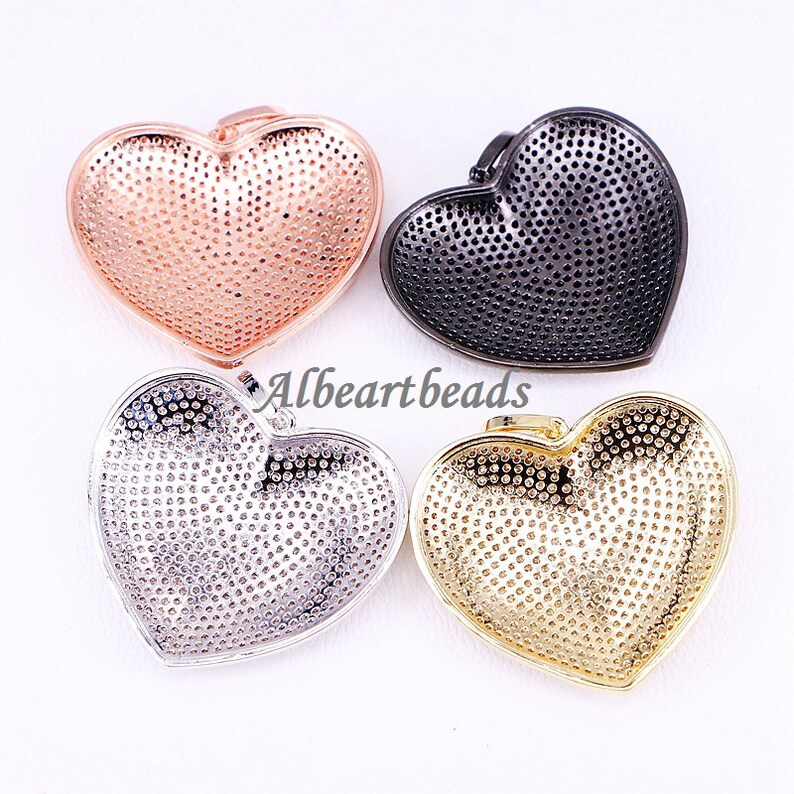AZYZ300-4100 Micro Pave Full CZ Stone Lovely Heart Necklace Pendants ...