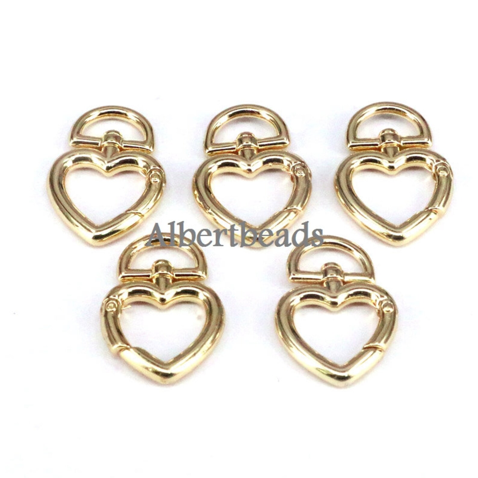 10PCS Metal Spring Heart Clasp Gold Color Heart Carabiner | Etsy