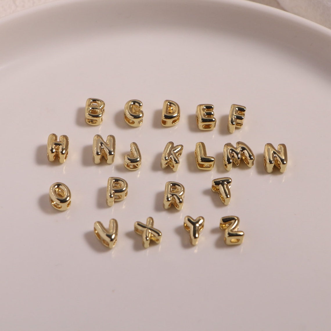 26pcs, 18K Gold Plated Cute Initial Letter Connector Spacers , Initial ...