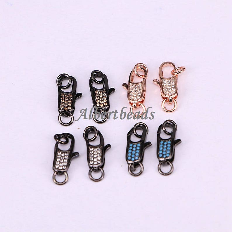 Metal Copper Clasps 5 16 Mm Paved CZ Lobster Clasp DIY - Etsy