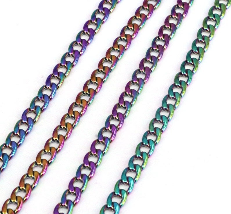 5 Meters 5 Styles Rainbow Color Plated Link Chain for Men - Etsy