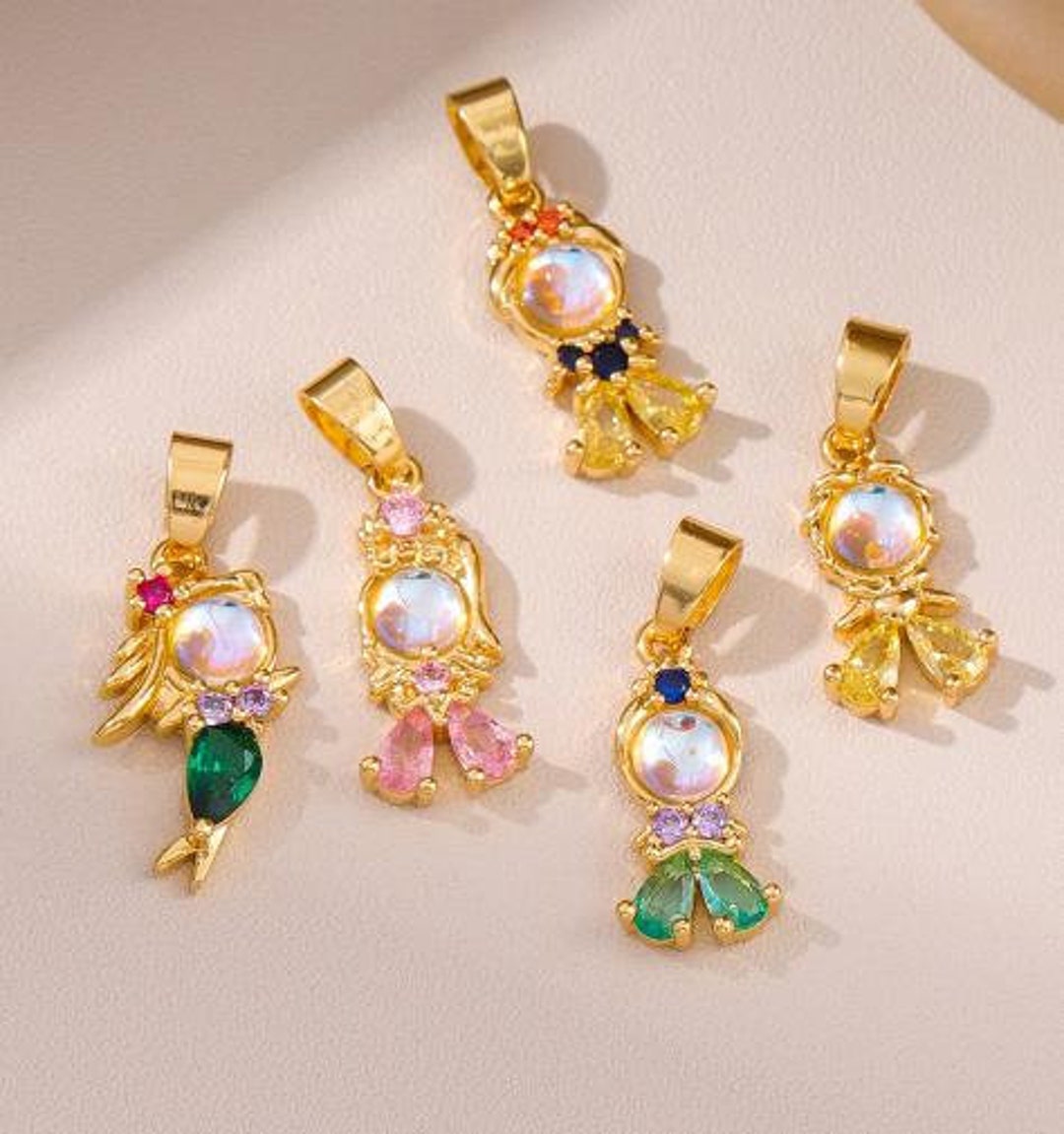 5-10PCS, Princess Collection Charms, Zircon Processing, Little Mermaid ...