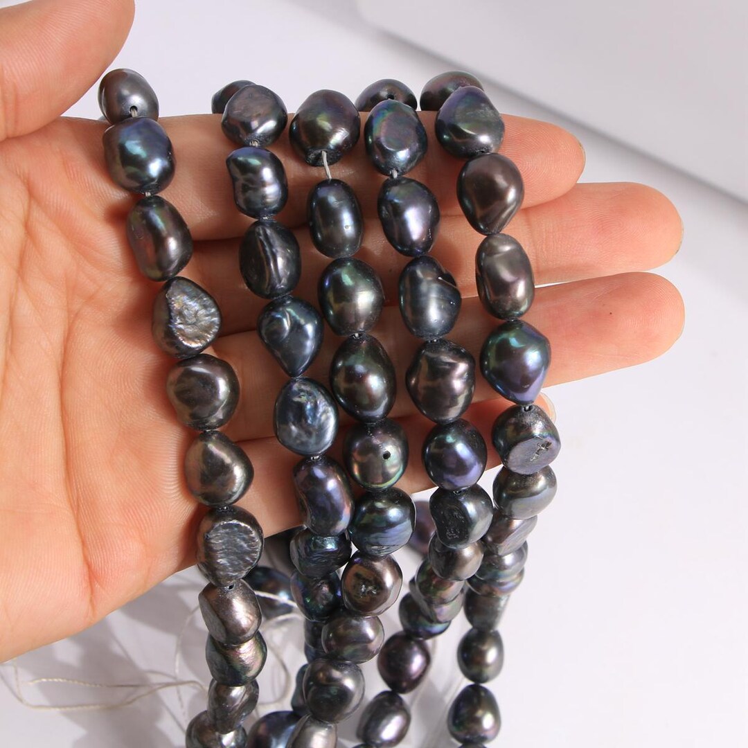 3 Strands, Peacock Black Freshwater Pearls, Nugget Pearl Beads, DIY ...
