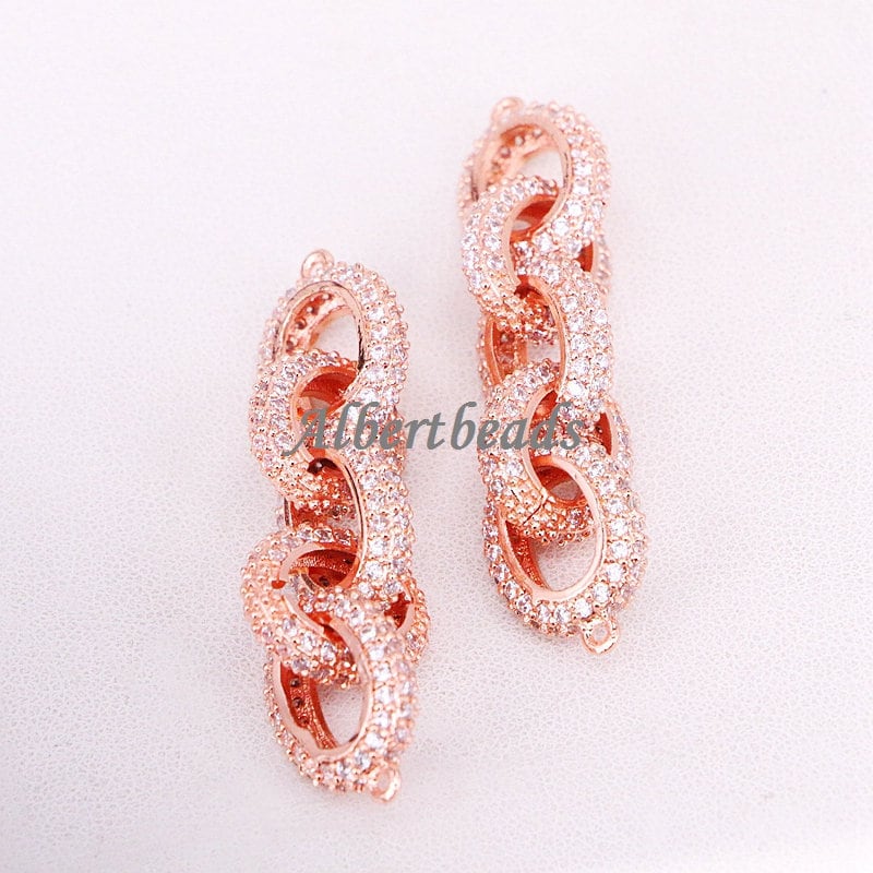 AZYZ317-5861 CZ Micro Pave Five Rings Chain Shaped Connector - Etsy