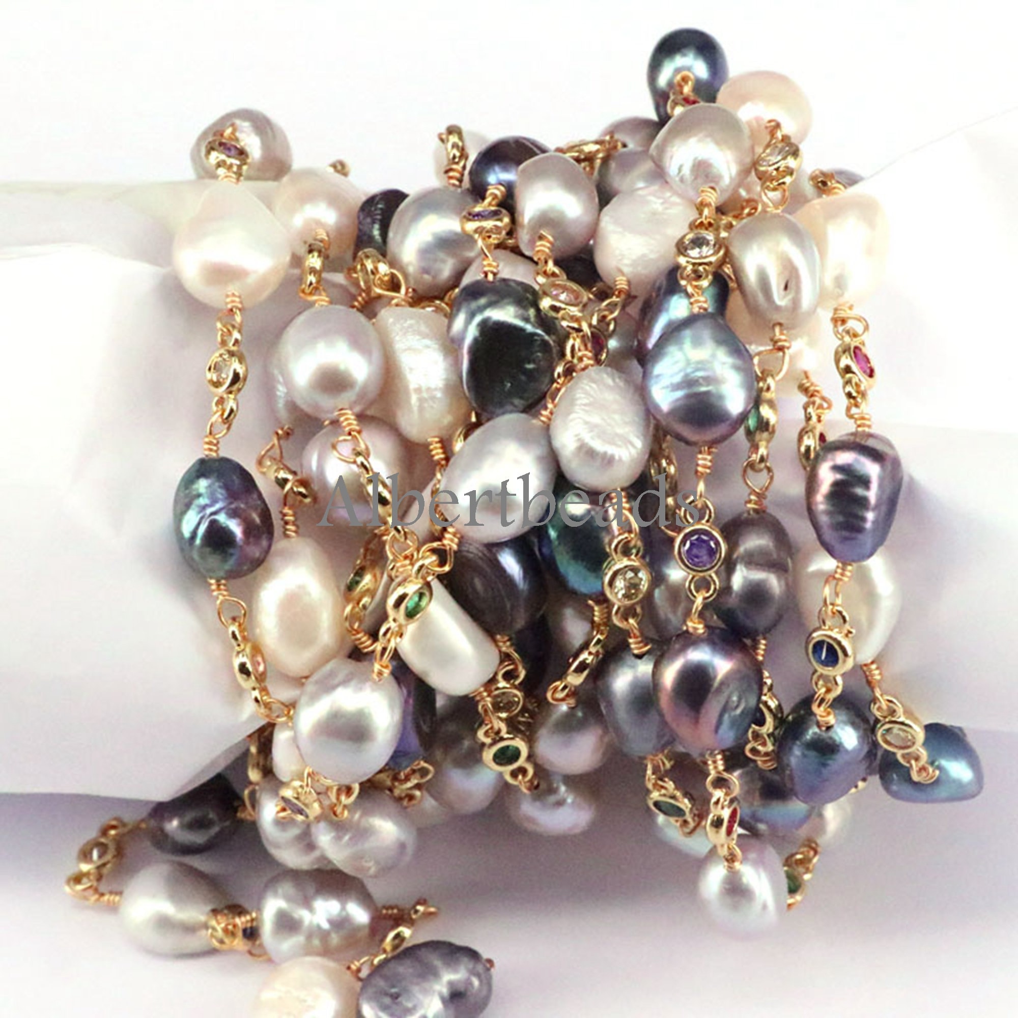 3 -5 Meters, Freshwater Pearl Beads Chains for Jewelry Making ...