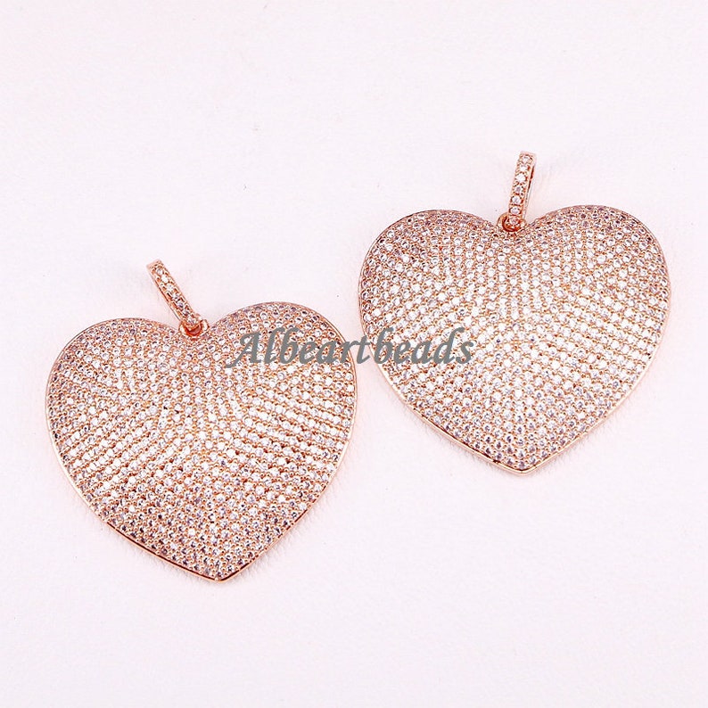 AZYZ300-4100 Micro Pave Full CZ Stone Lovely Heart Necklace Pendants ...