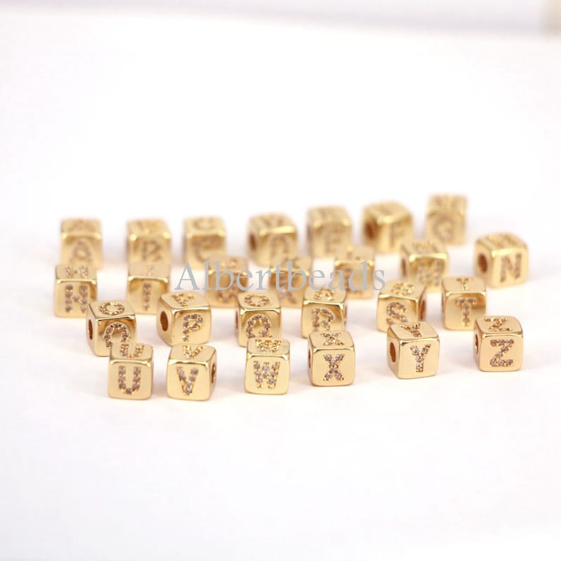 10PCS 6MM/9MM Micro Pave CZ Cute Square Letter Spacer - Etsy