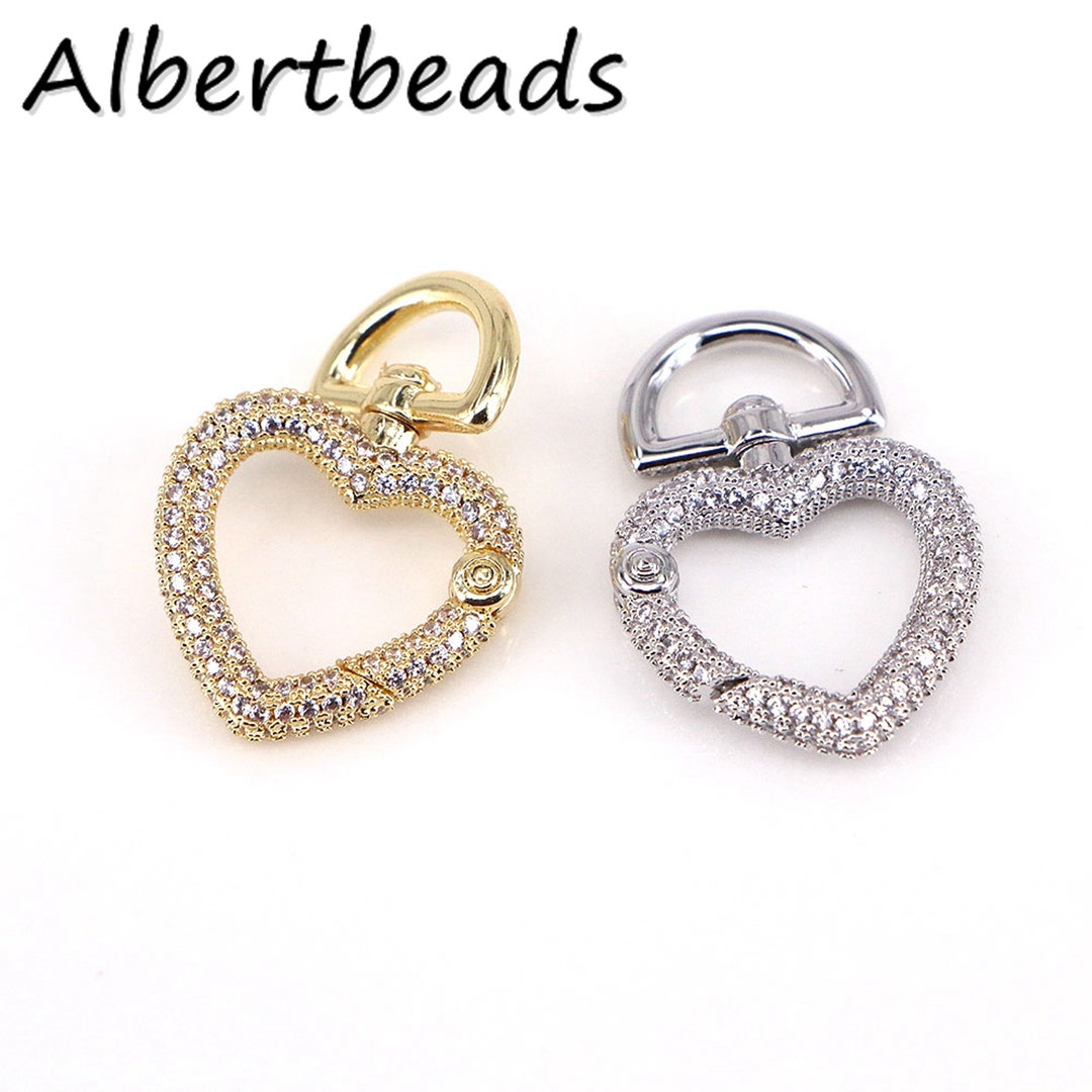 5-10PCS, Gold / Silver Color Heart Buckle, Snap Buckle, Crystal Zircon ...