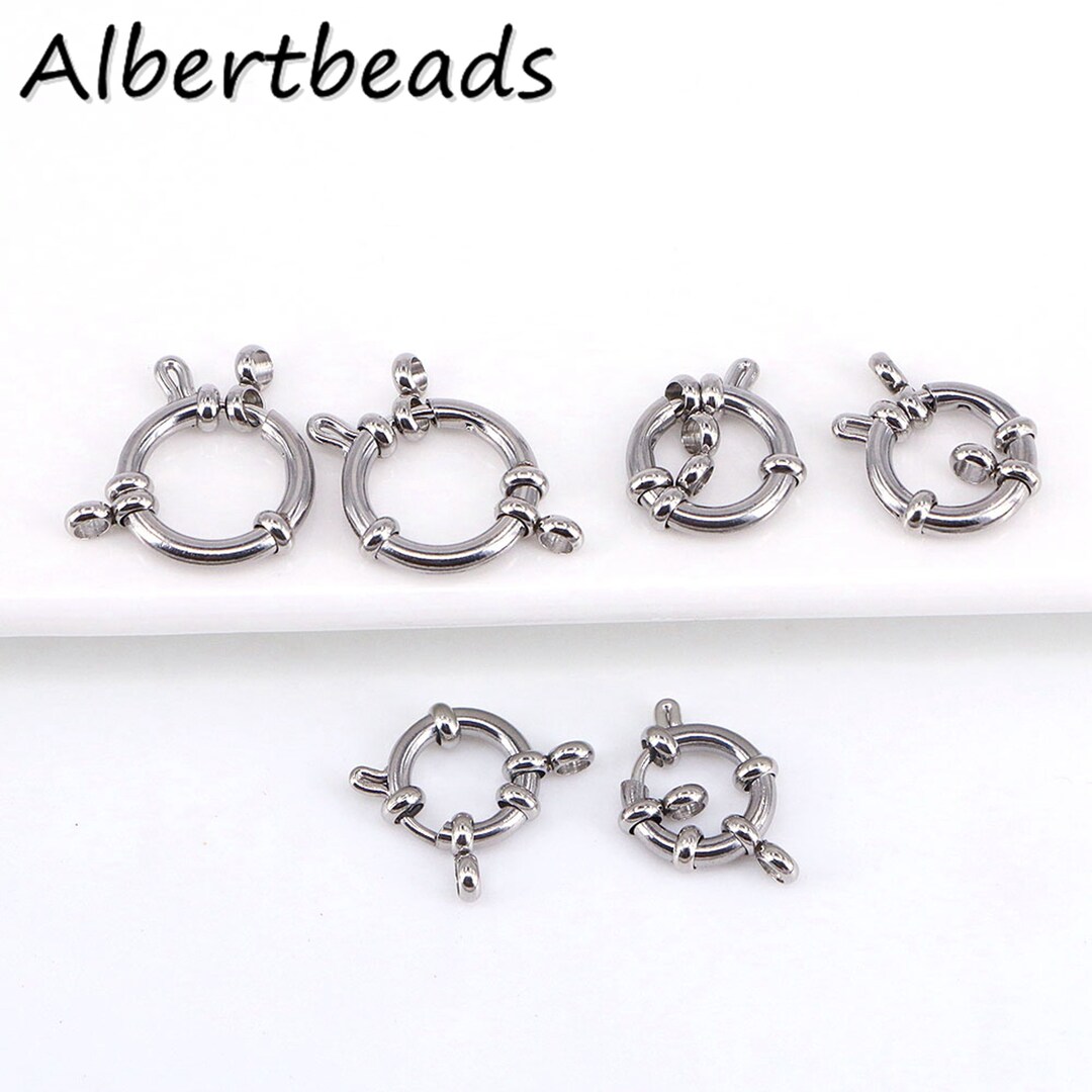30PCS, Round Spring Clasp, Stainless Steel Spring Clasp, Necklace Clasp ...