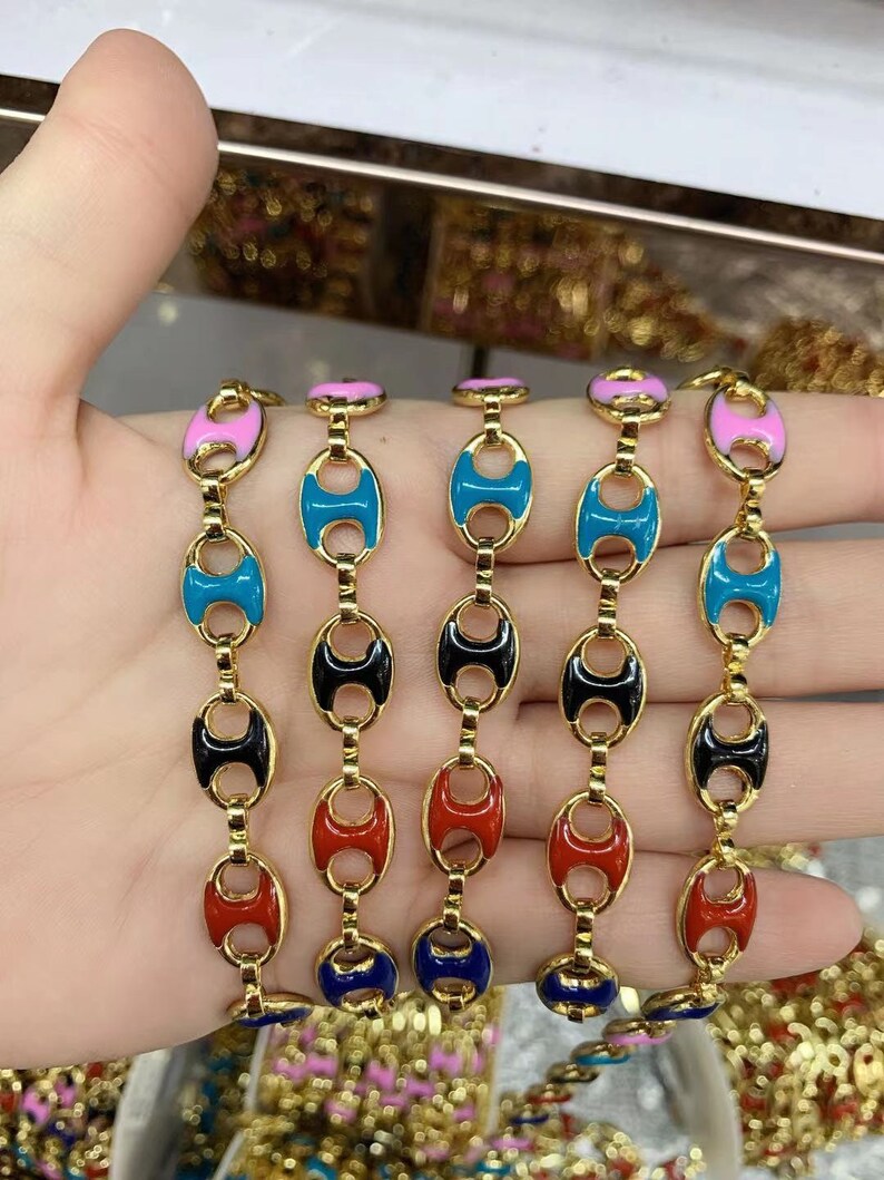 3 5meters Gold Plated Chunky Coffee Bean Link Chain - Etsy