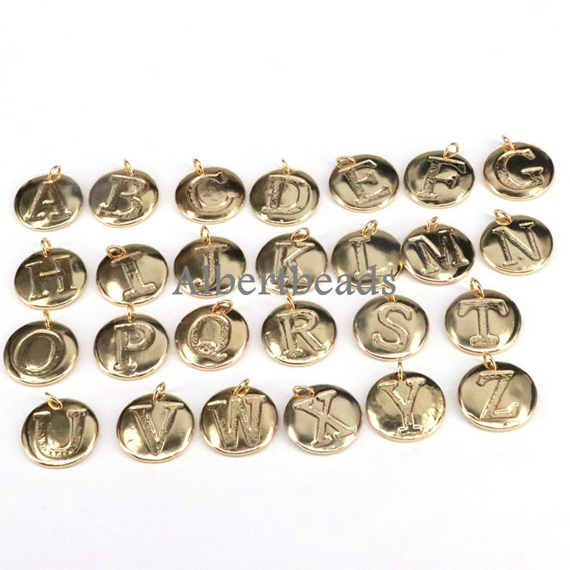 10-26PCS Initial Letter Pendant Gold Color Round Charm - Etsy