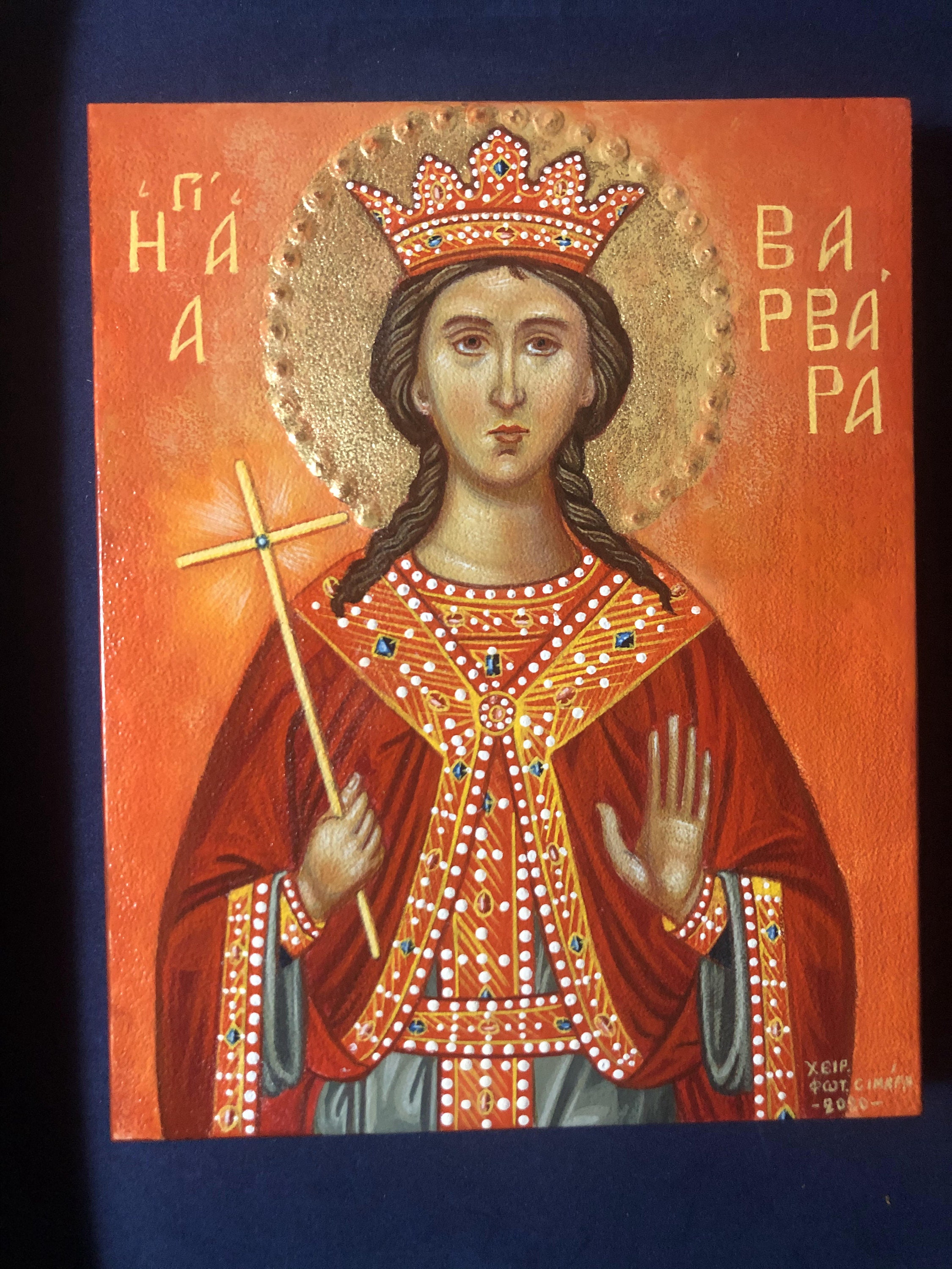 Handmade Iconography of Saint Barbara - Etsy
