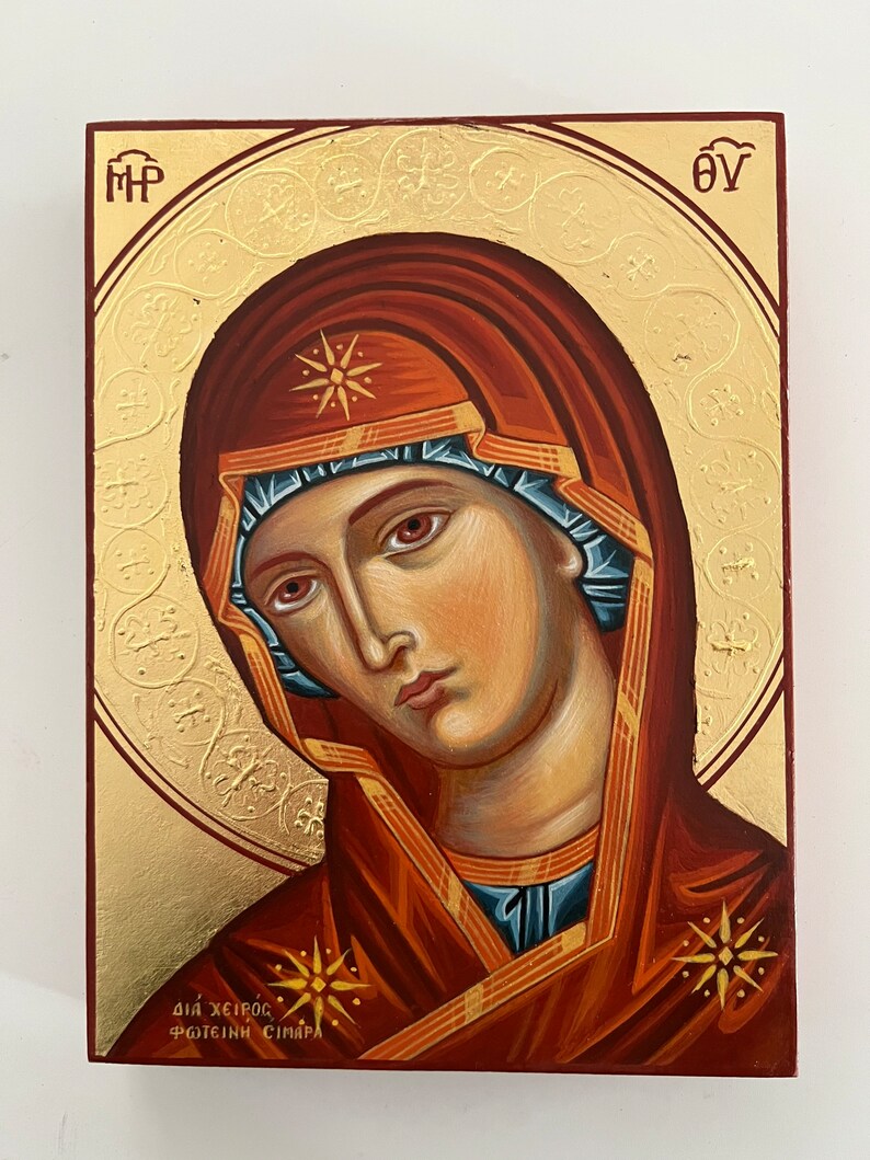 Mother of God Iconography _ Theotokos Religious Painting on Wood - Etsy