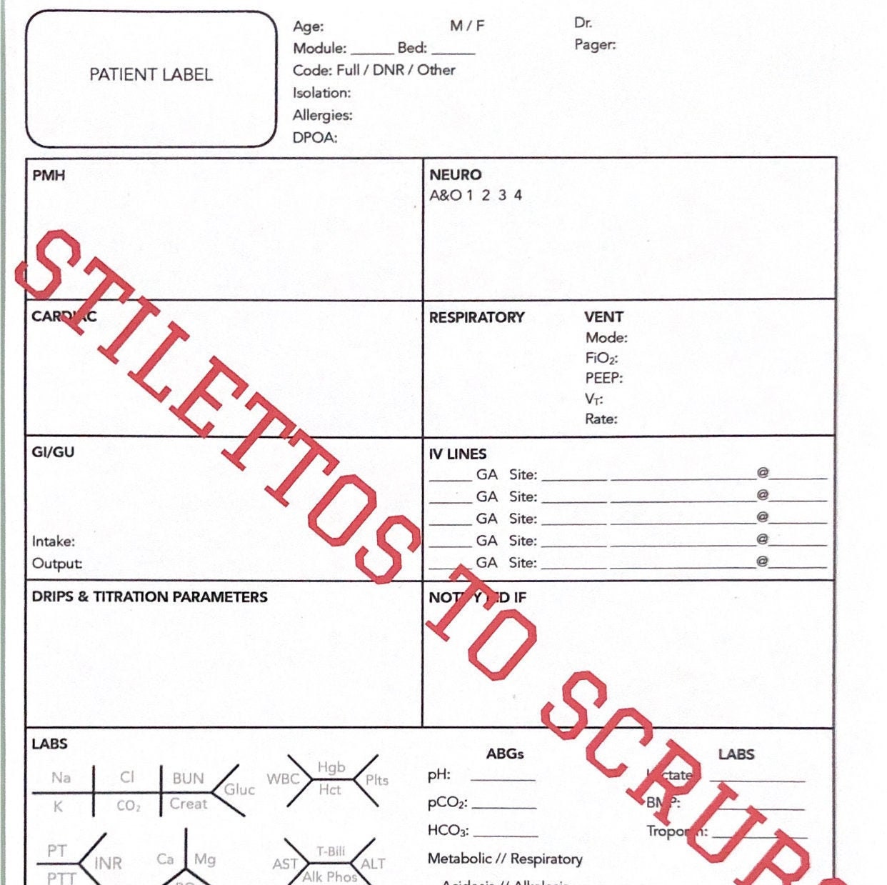 Nursing Icu/med Surg Brain Sheet + Med Sheet + Task Bundle for Rn/lvns ...