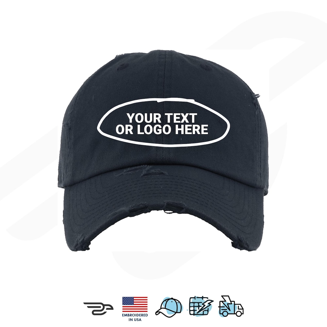 Personalized Embroidered Distressed Dad Hat: Custom Text or Logo - Etsy