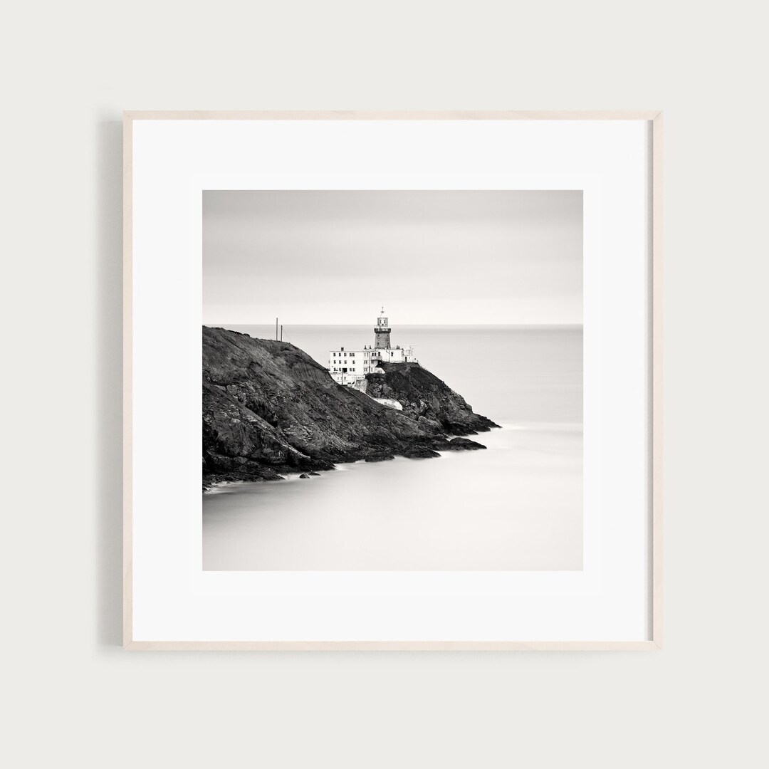 Howth Lighthouse Print | Black and White Irish Landscape Seascape ...
