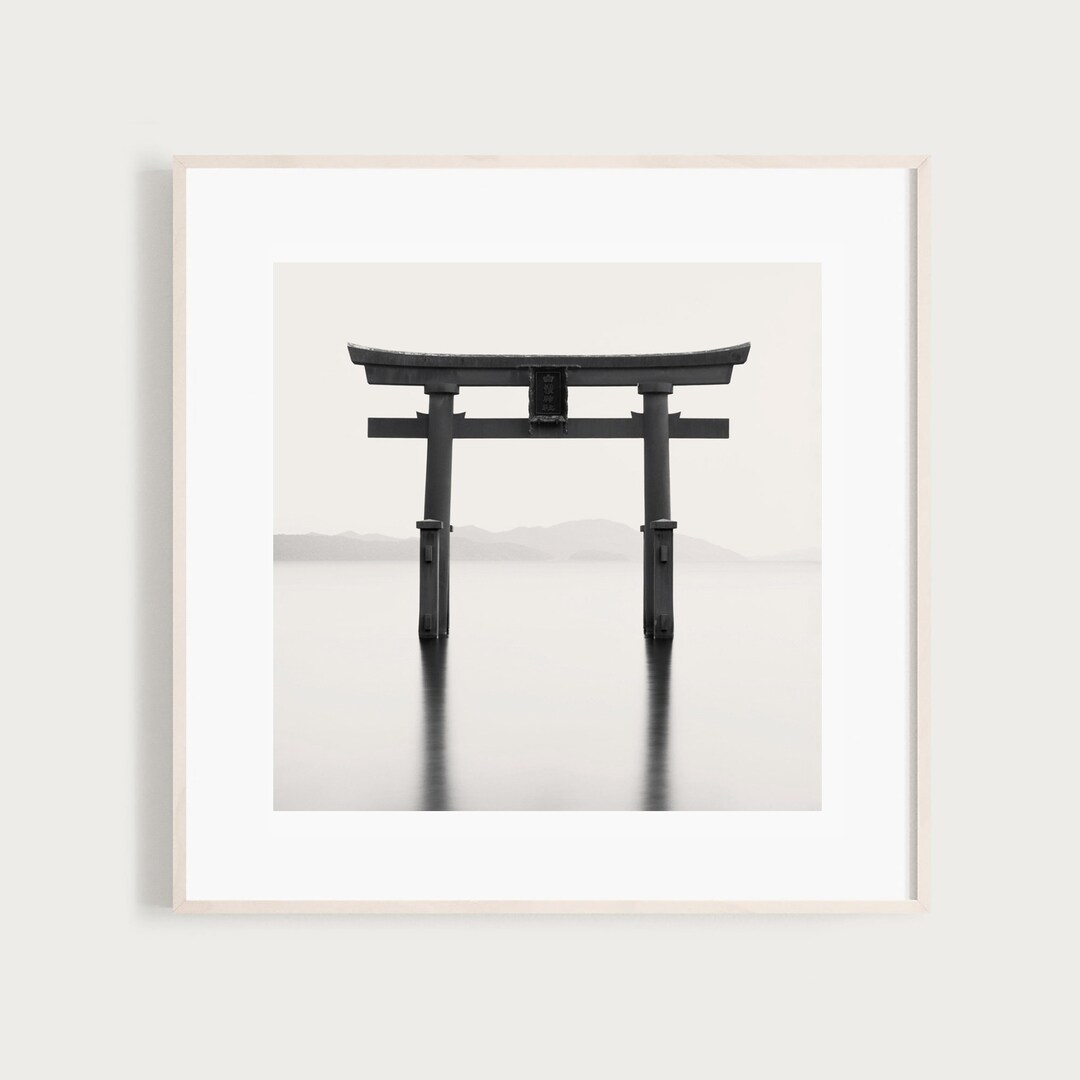 Black and White Torii Gate Print | Shirahige Shrine | Biwa Lake Japan ...