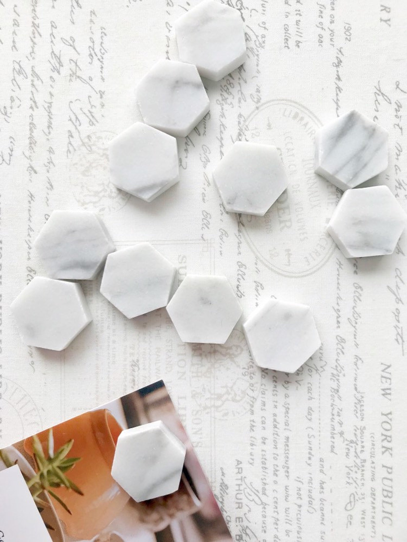 Italian Marble Magnets, Carrara White Marble Magnets, Marble Hexagon ...
