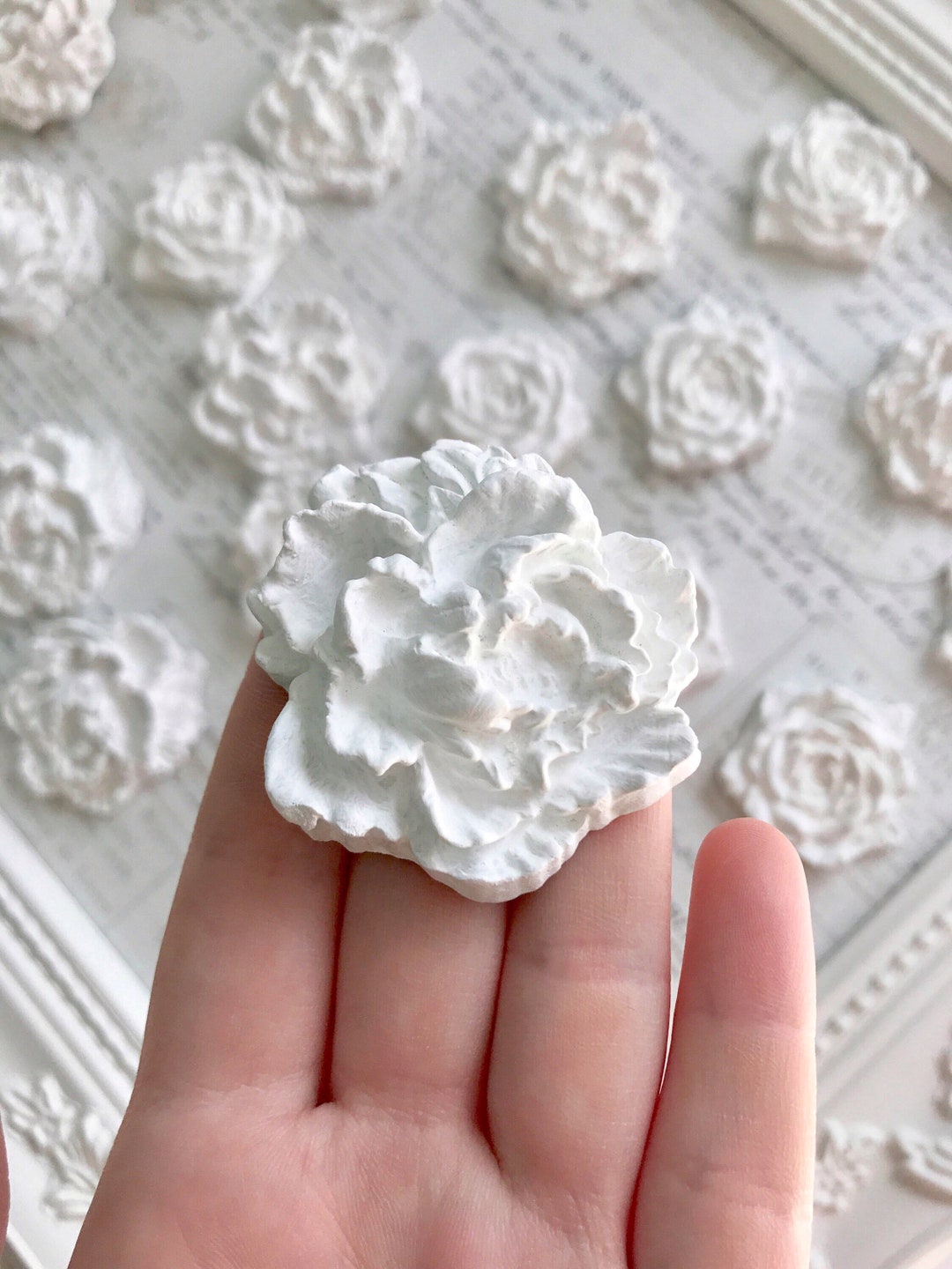 White Flower Magnet, Chalk White Flower Magnet, Hand Painted Magnet ...