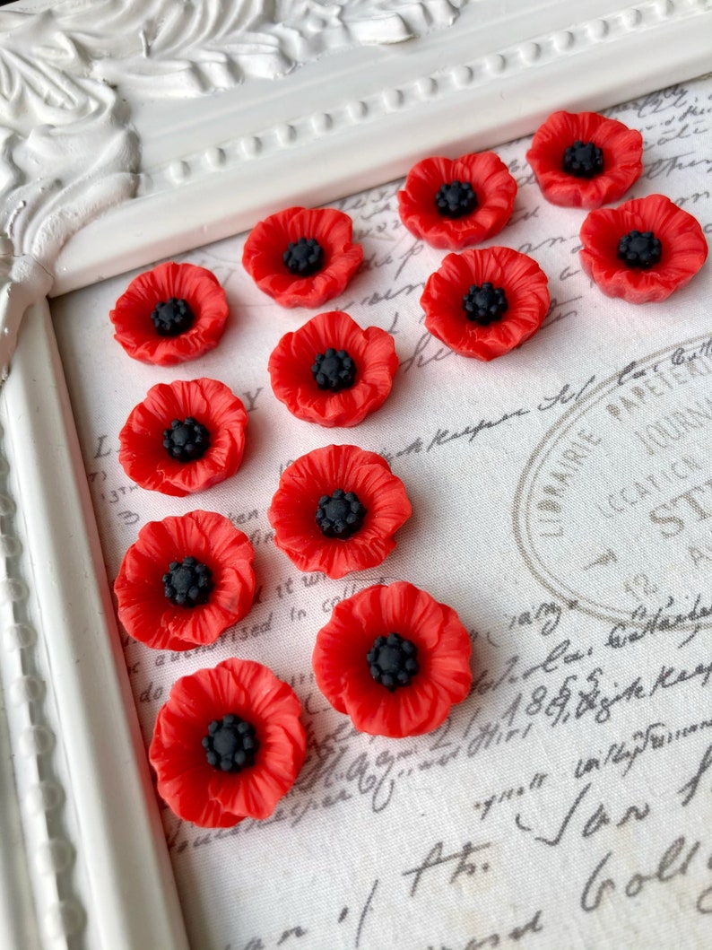 Red Poppy Flower Magnets or Pushpins Red Flower Magnets or - Etsy